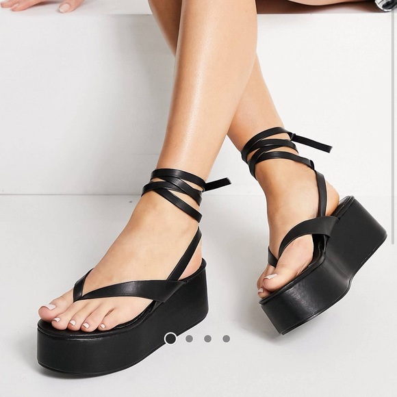 ASOS | Shoes | Nwt Asos Toe Thong Platform Lace Up Sandals Us4 | Poshmark